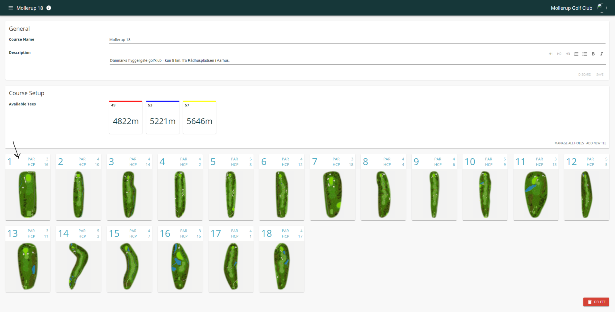 Courses – Manage/Edit a specific Hole – GLFR Support